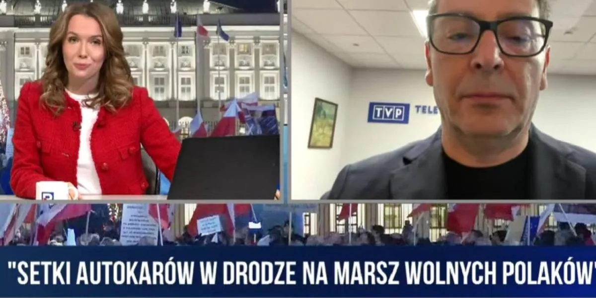 Blokada budynku TVP przy pl. Powstańców Warszawy. Adamczyk: Uzurpator ...