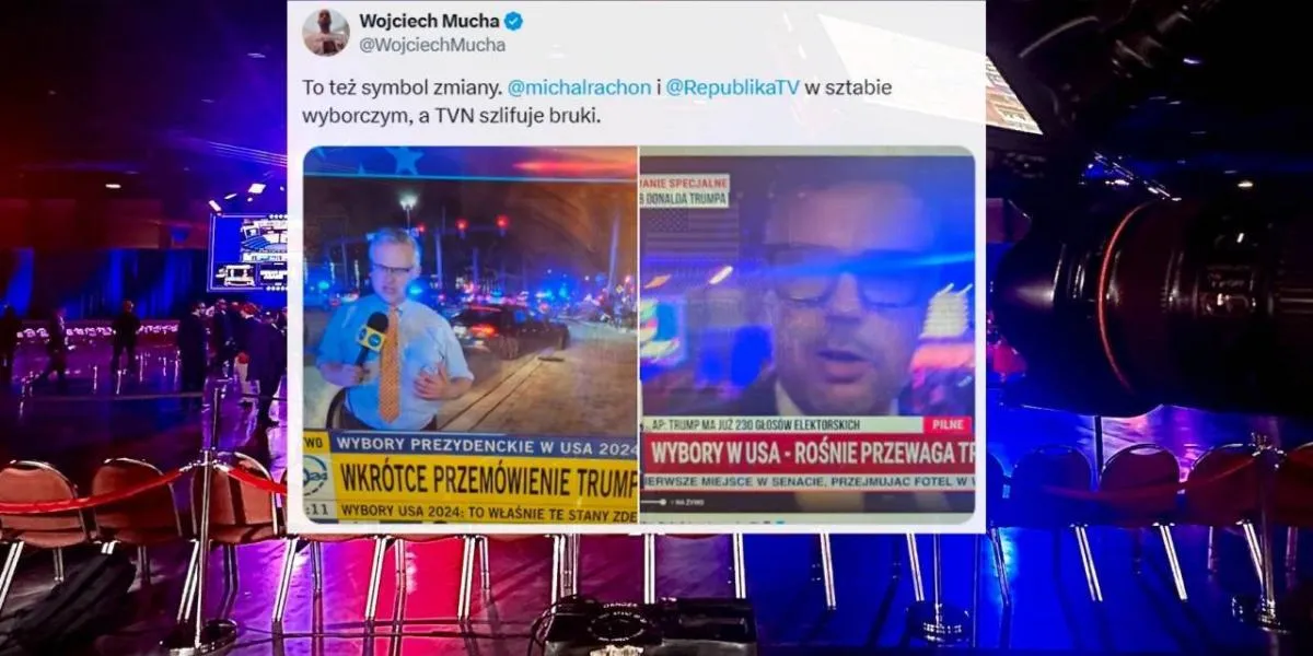 Michał Rachoń (TV Republika) na wieczorze wyborczym Trumpa, a TVN ...